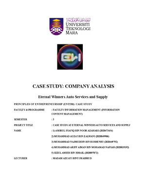 Case study ENT530 Group Assignment - CASE STUDY: COMPANY ANALYSIS ...