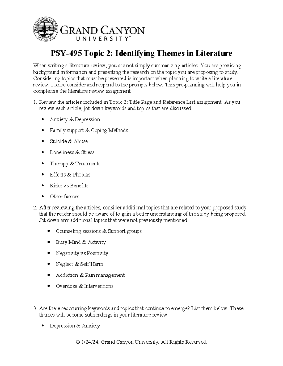 PSY-495 Identifying Themes - PSY-495 Topic 2: Identifying Themes in ...