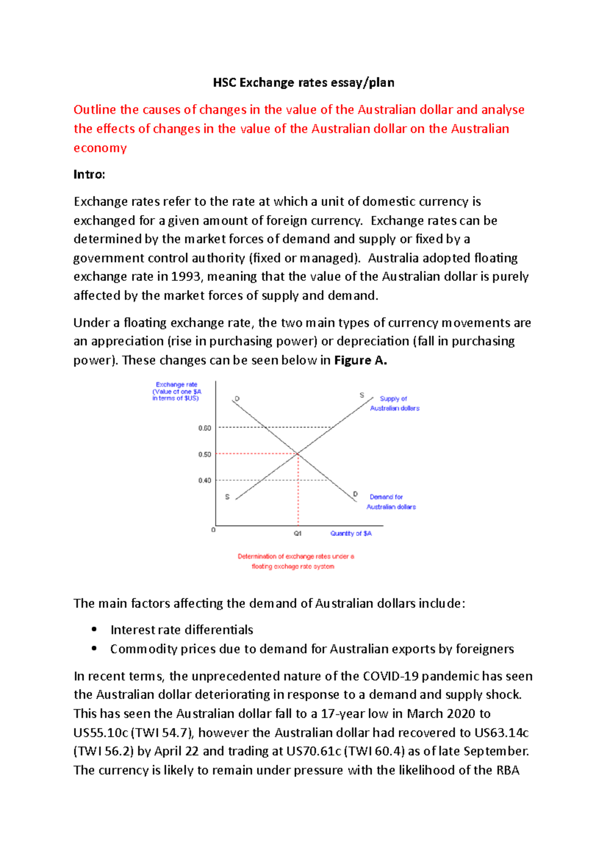 HSC Exchange rates essay - HSC Exchange rates essay/plan Outline the ...