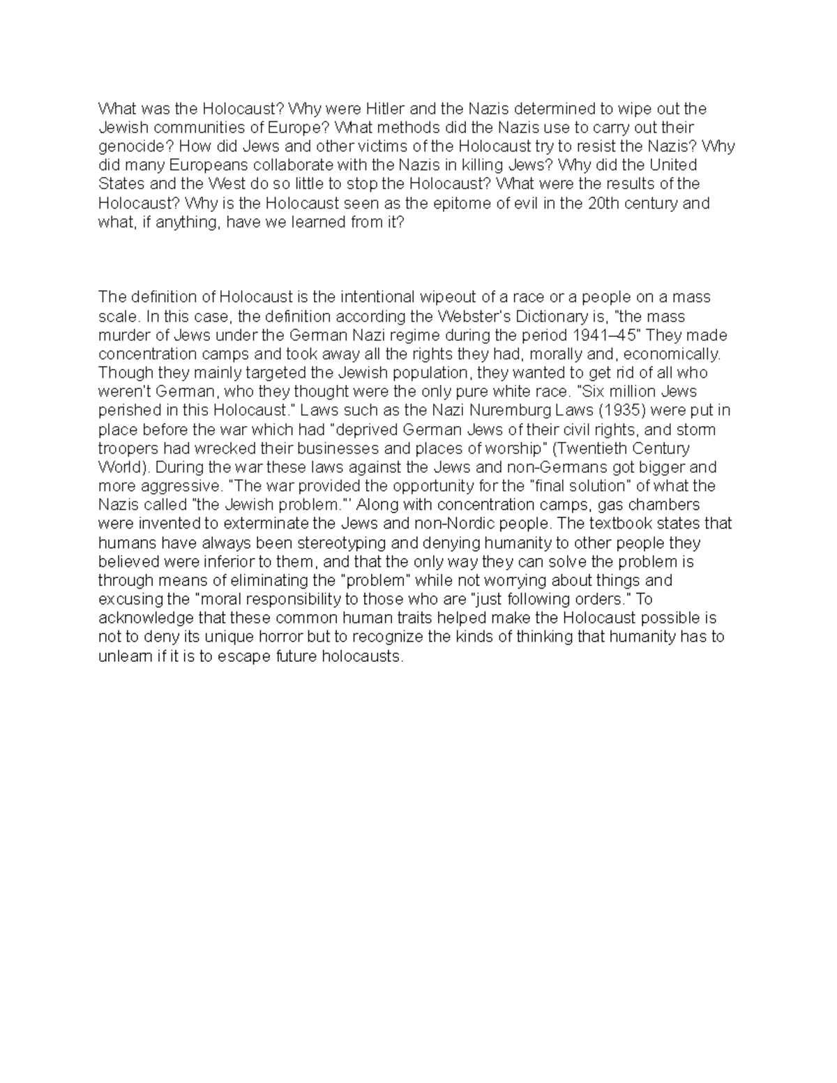 Module 1 part 2 - What was the Holocaust? Why were Hitler and the Nazis ...