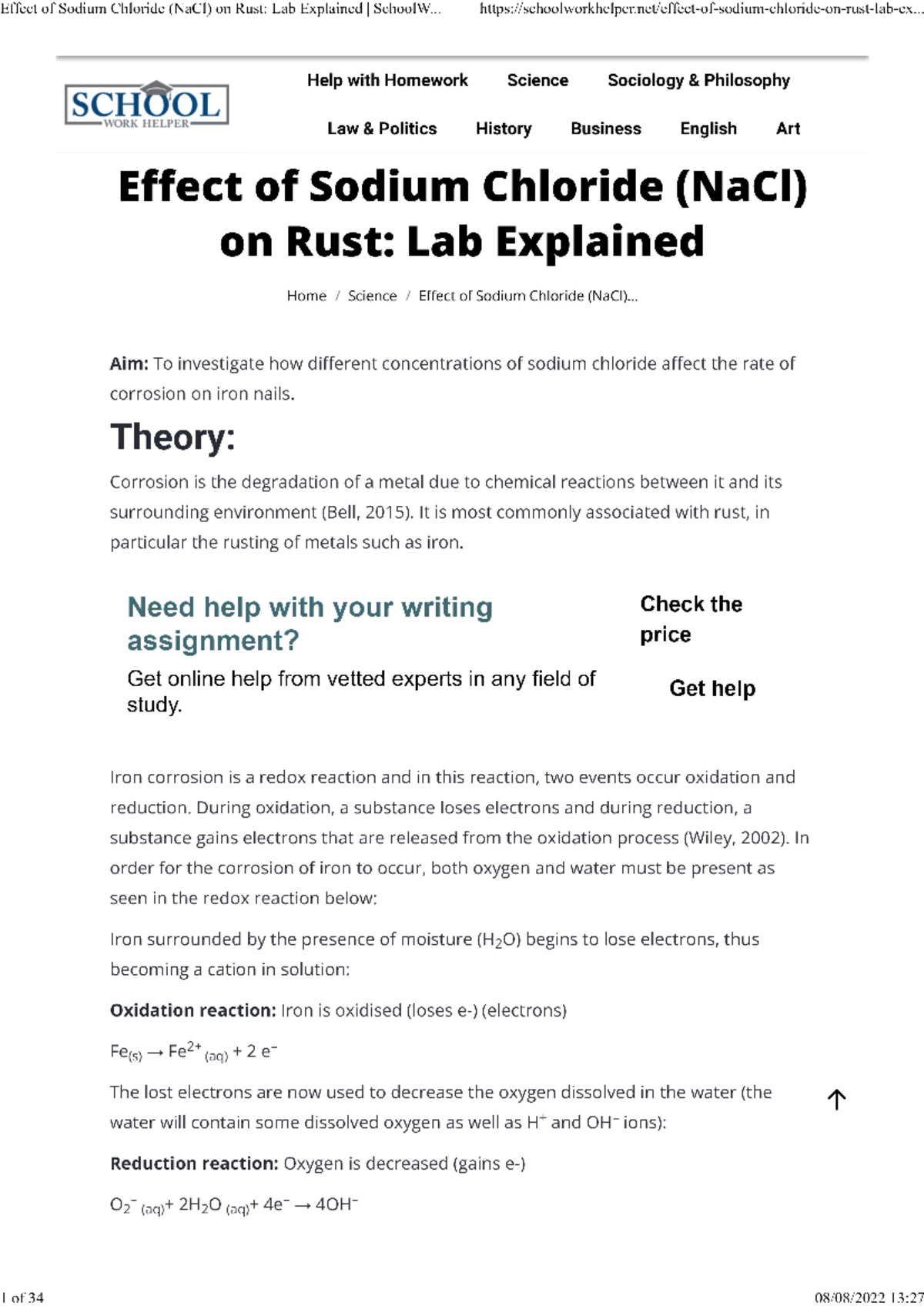 Effect of Sodium Chloride on Rust-1 - Filosofia Do Direito - Need help ...