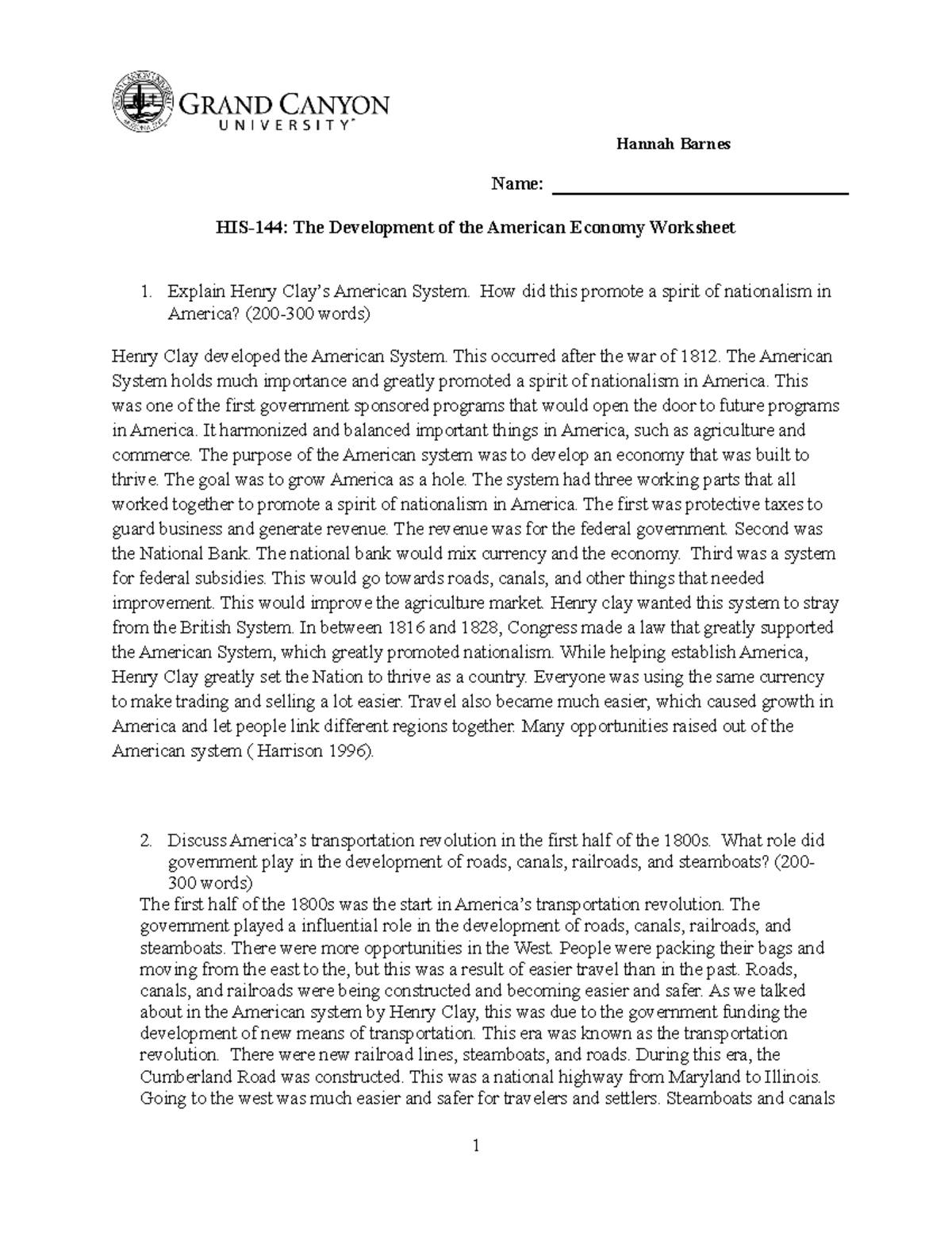HIS-144.T-4.Development of the American Economy.Worksheet (1) - Hannah ...