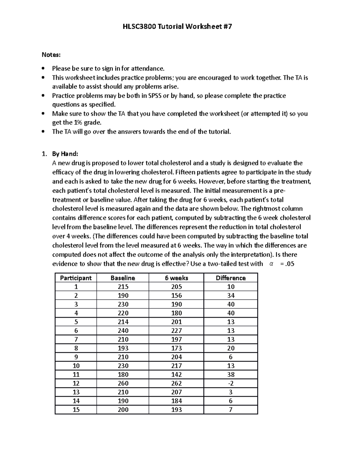 Tutorial 7 - tut 17assignment - HLSC3800 Tutorial Worksheet Notes ...