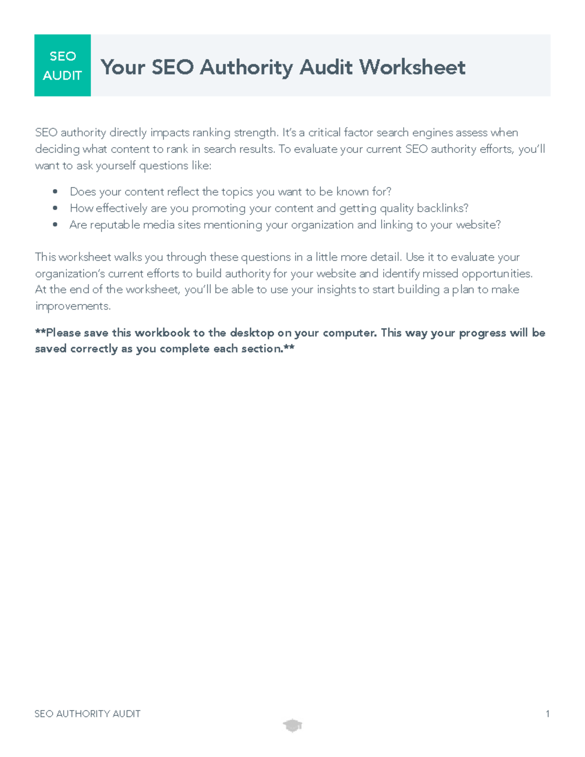 Interactive Worksheet – SEO Authority Audit-1 - Your SEO Authority ...