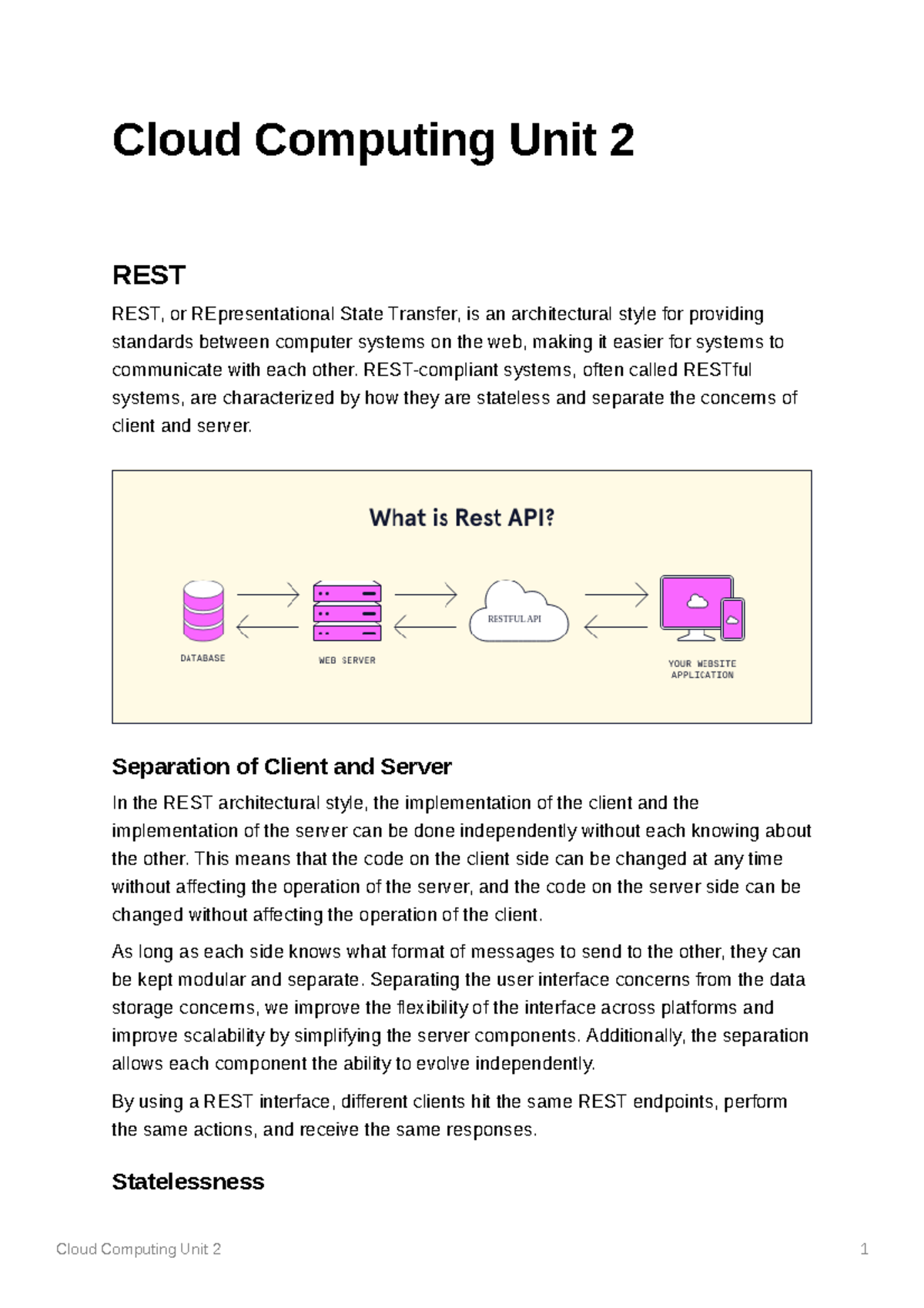 Cloud Computing Unit 2 - REST-compliant systems, often called RESTful ...