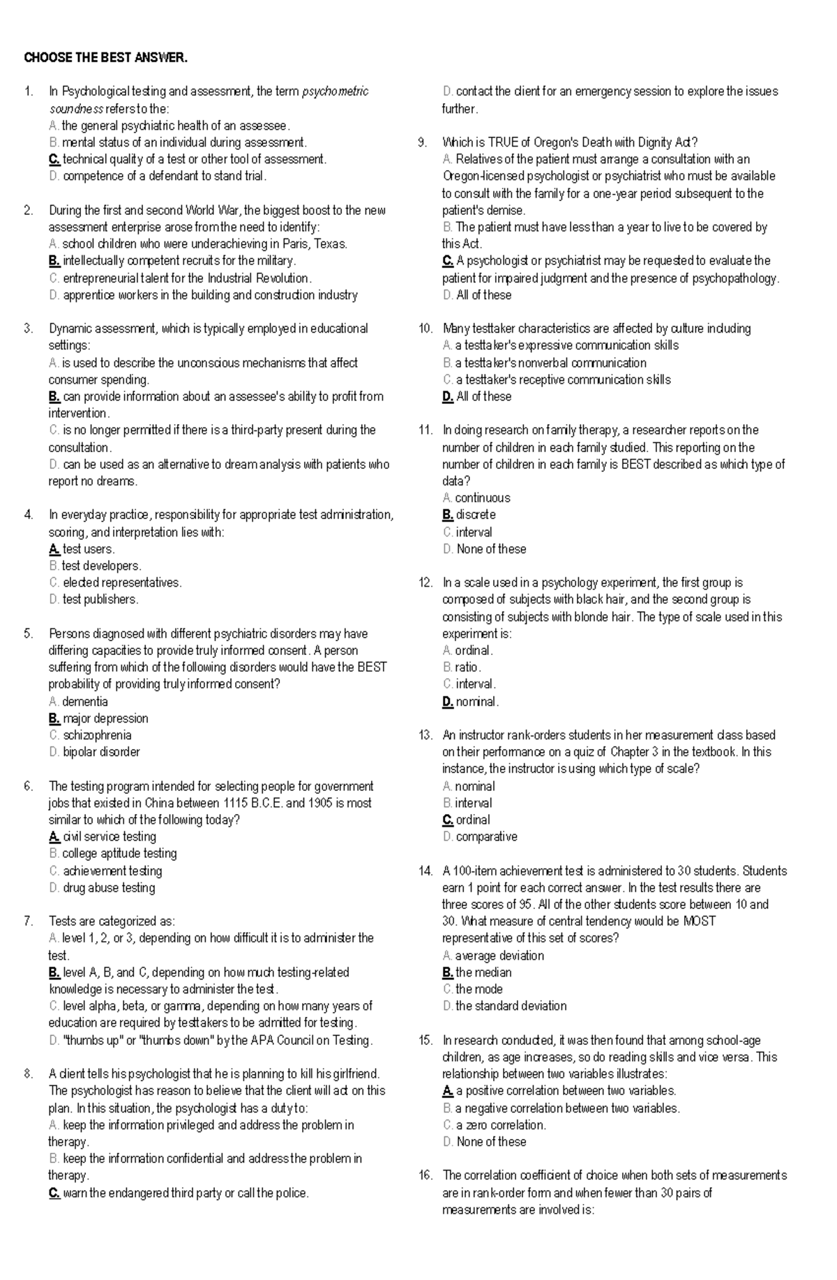 Quiz 1 - Reviewer - Quiz review - CHOOSE THE BEST ANSWER. In ...
