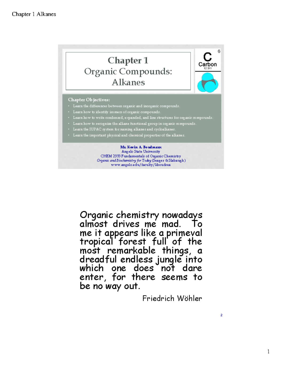 Chapter 01 2SPP - Helpful simple lecture on O-chem - Mr. Kevin A ...