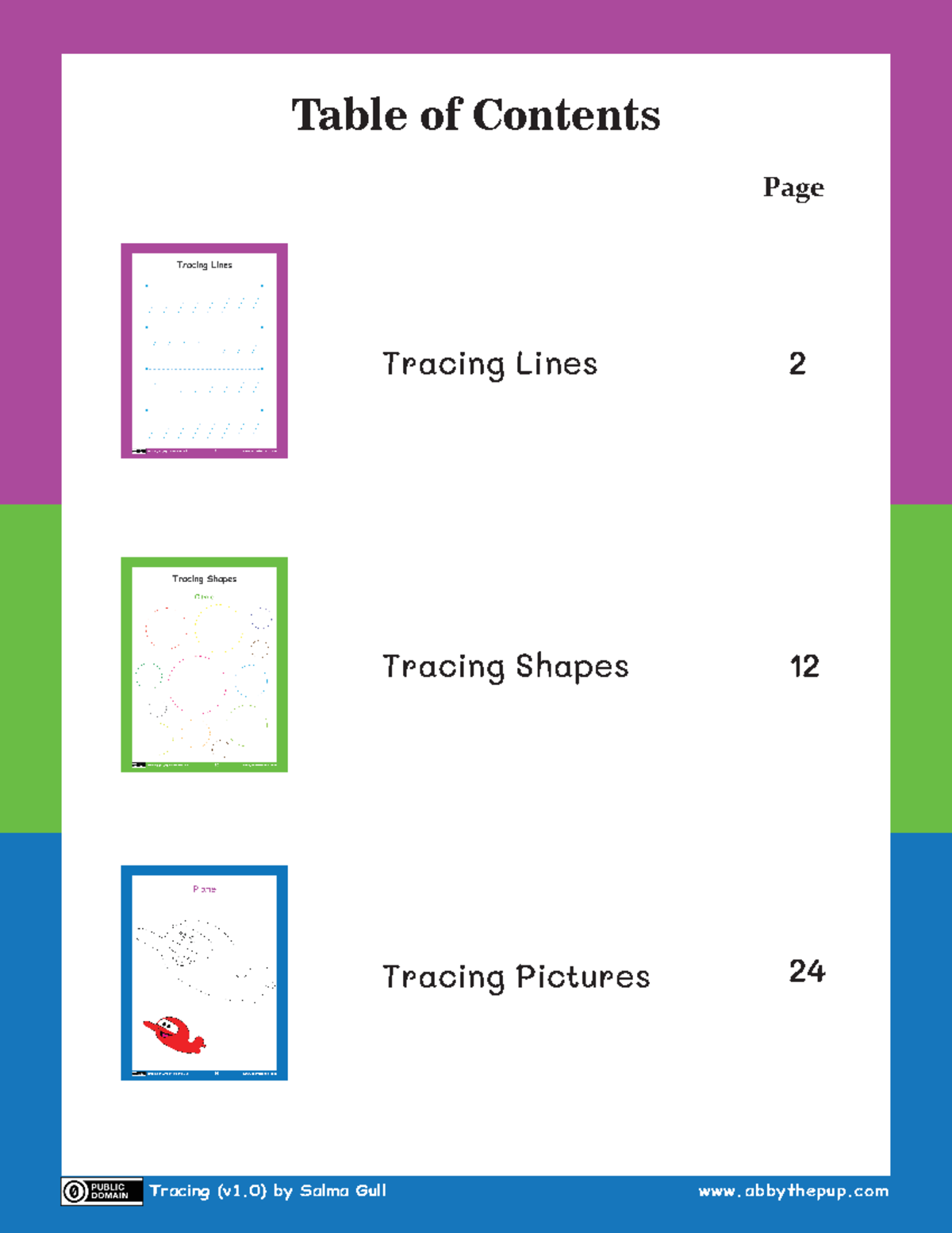 Tracing - for toddlers - Elementary Education - Table of Contents Page ...