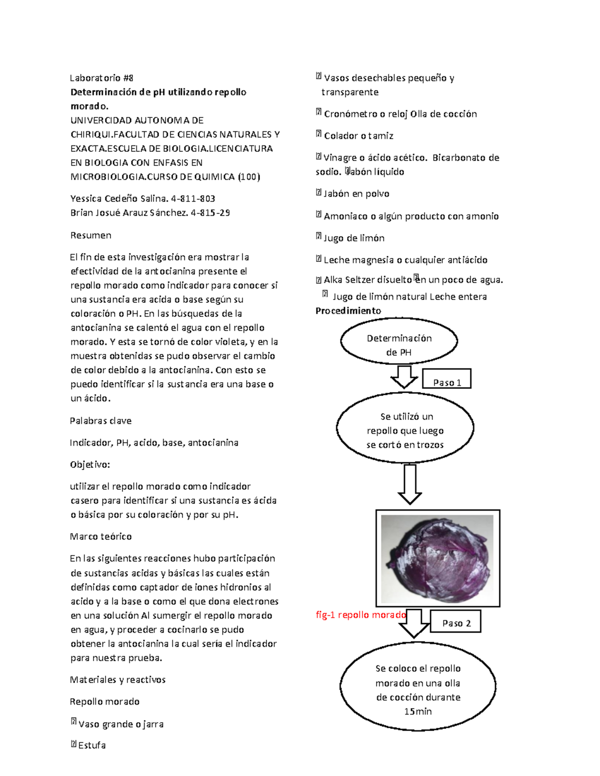 Lavoratorio# 8 - exelente. - Laboratorio # Determinación de pH ...