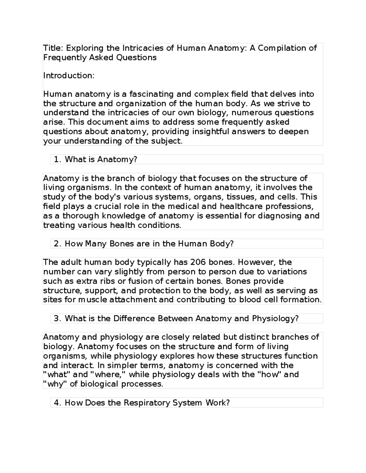 Whats anatomy - bio - Title: Exploring the Intricacies of Human Anatomy ...