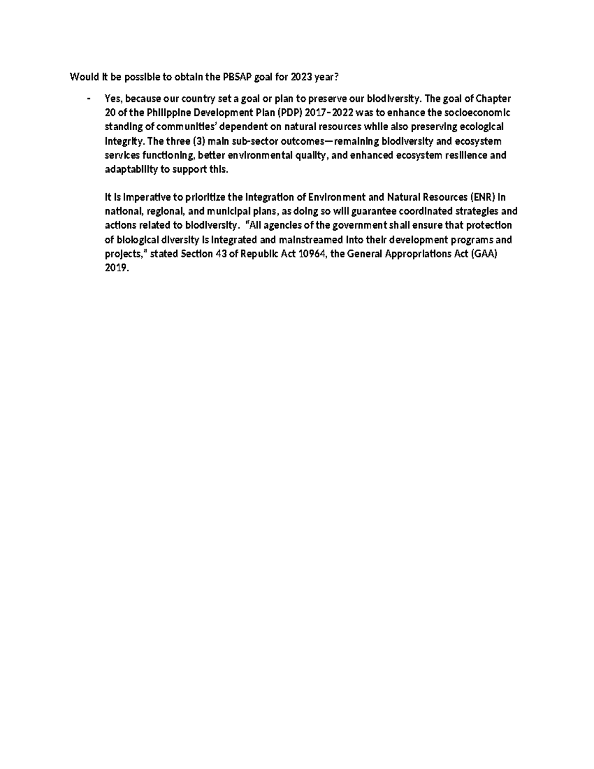 Biodiversity - This is an helpful sources - Would it be possible to ...