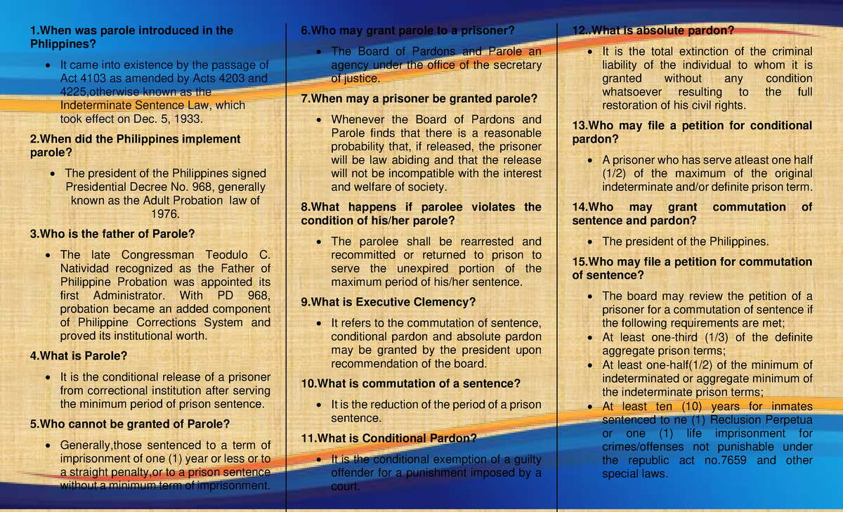 Parole-and-Executive-Clemency group 2 - 1 was parole introduced in the ...