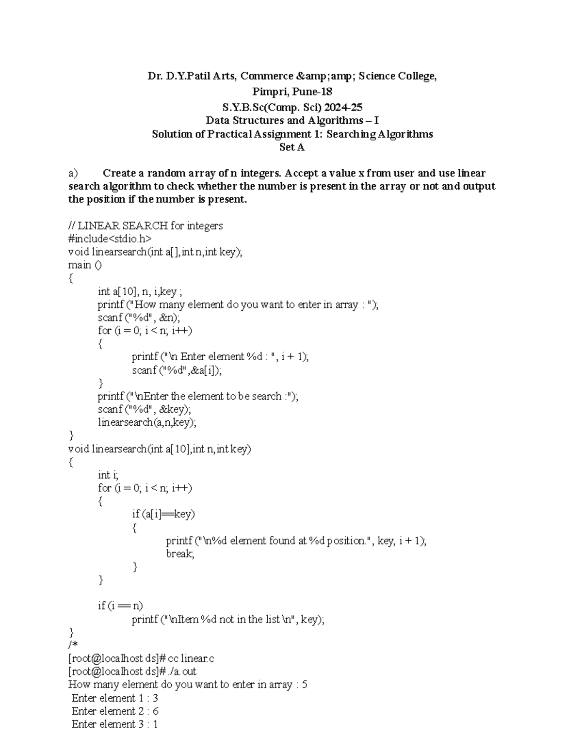 Assignment 1 searchig - Searching methods - Dr. D.Y Arts, Commerce &amp ...
