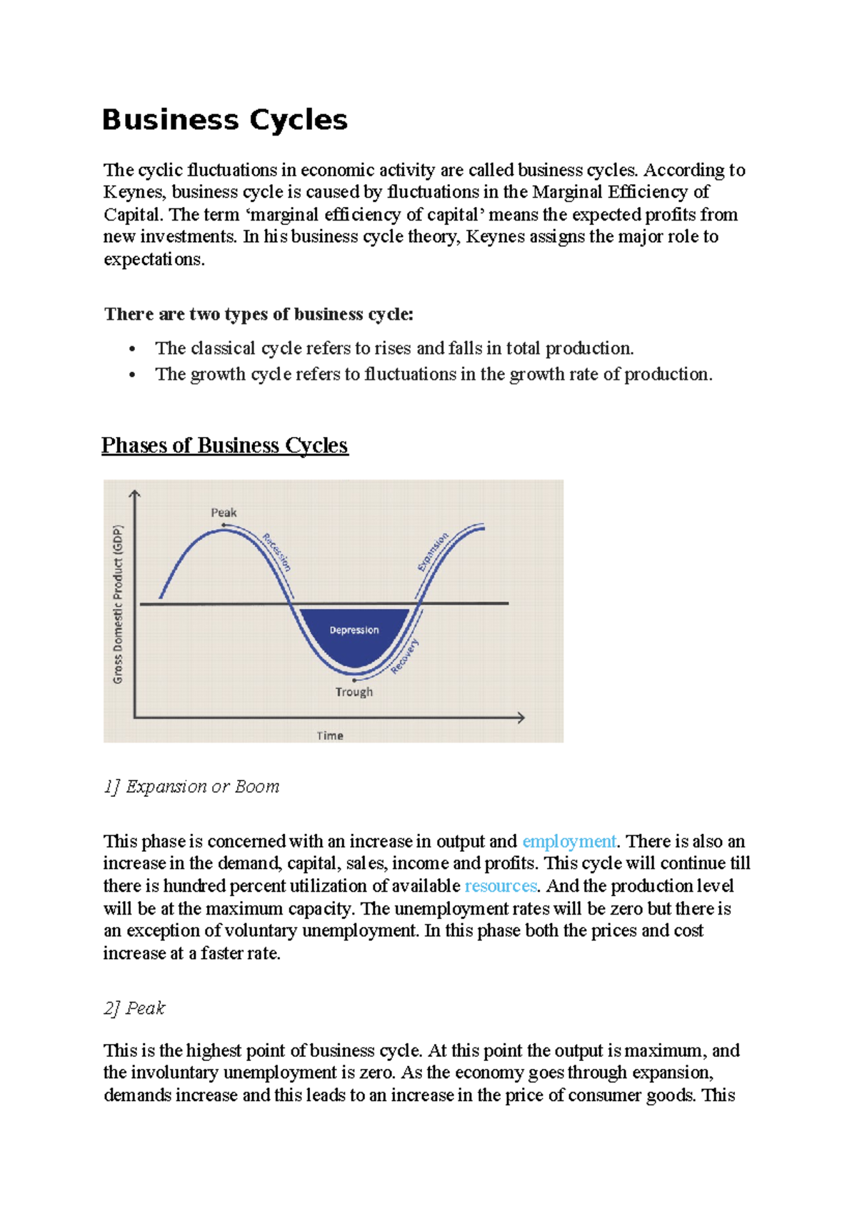 Business Cycles - Business Cycles The cyclic fluctuations in economic ...