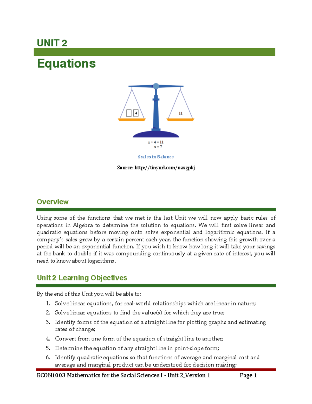 ECON1003 UNIT 2 Version 1 Part 1 REV 2a - UNIT 2 Equations Scales in ...