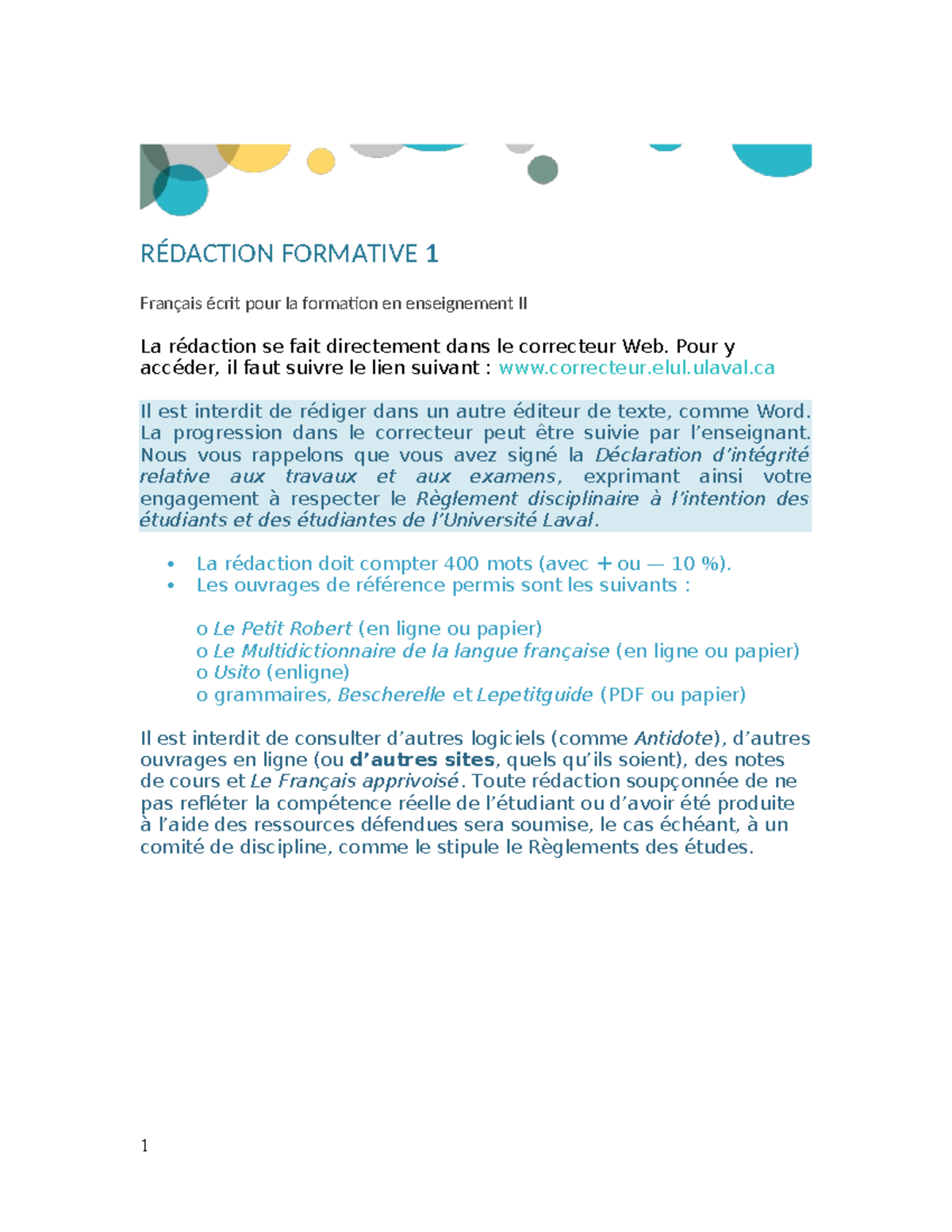 FRN-1903 A24 Rédaction formative 2 - RÉDACTION FORMATIVE 1 Français é ...