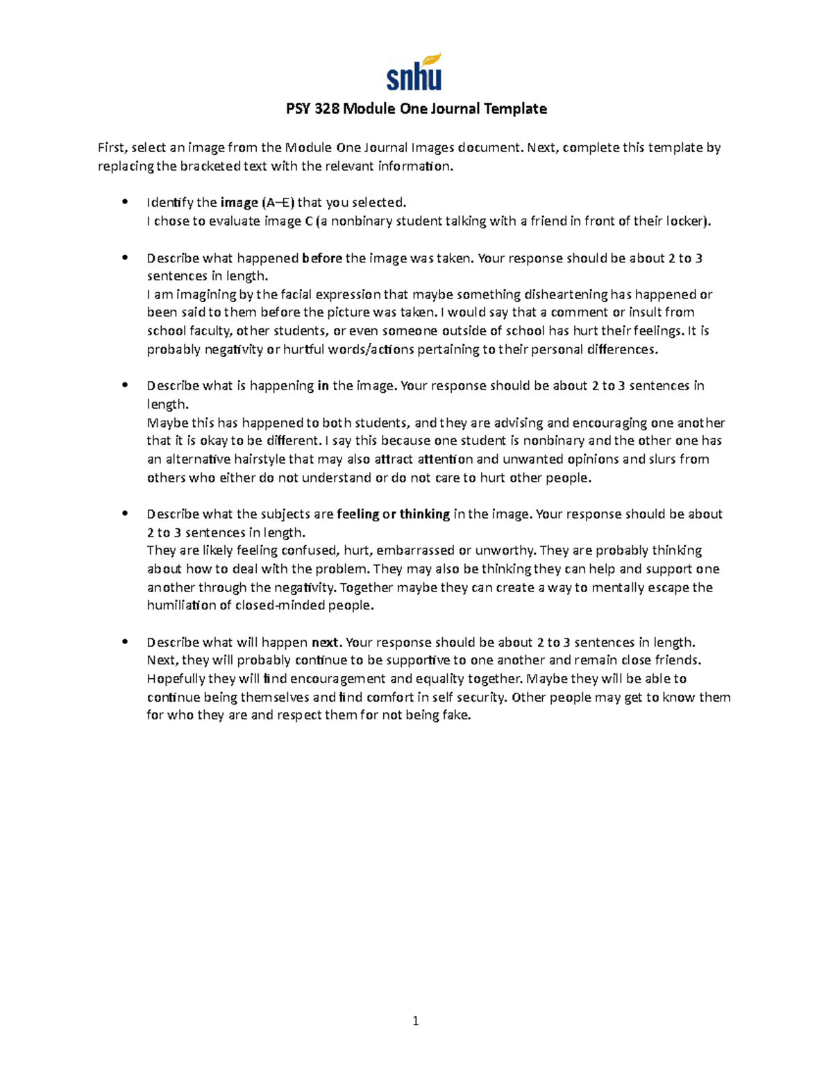 Module 1 Template - PSY 328 Module One Journal Template First, select ...
