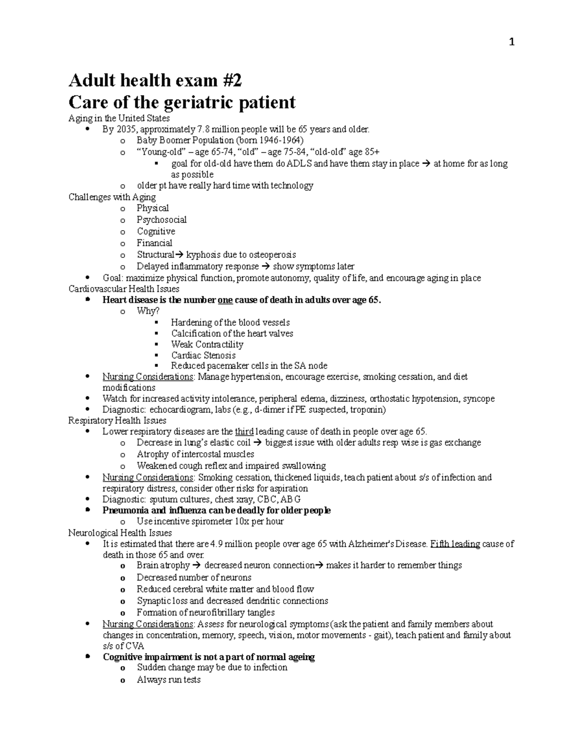 Adult health exam 2 (Autosaved) - Adult health exam Care of the ...
