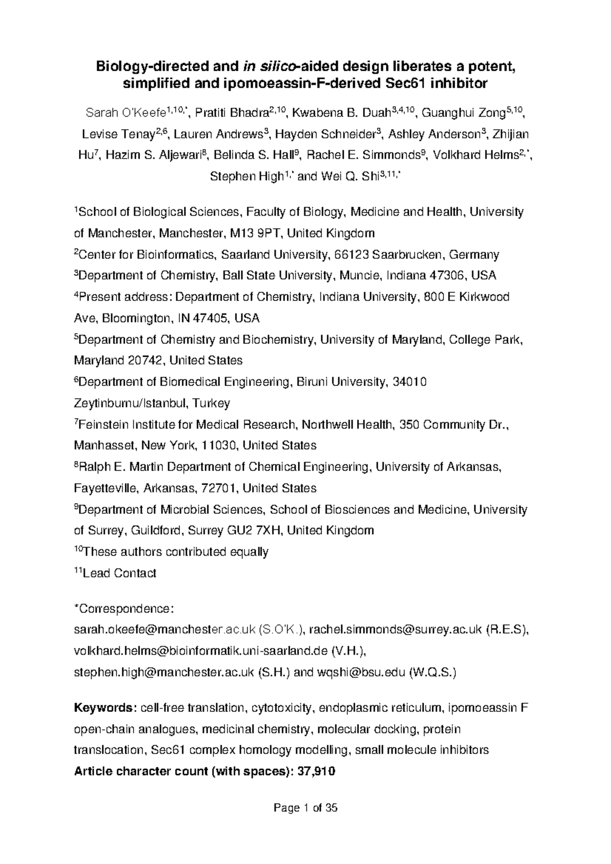 Biology-directed and in silico-aided design liberates a potent - Duah3 ...