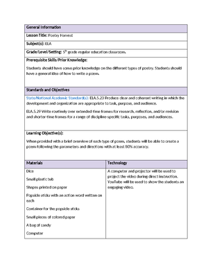 Lesson 4 - Used for observation 4 - General Information Lesson Title ...