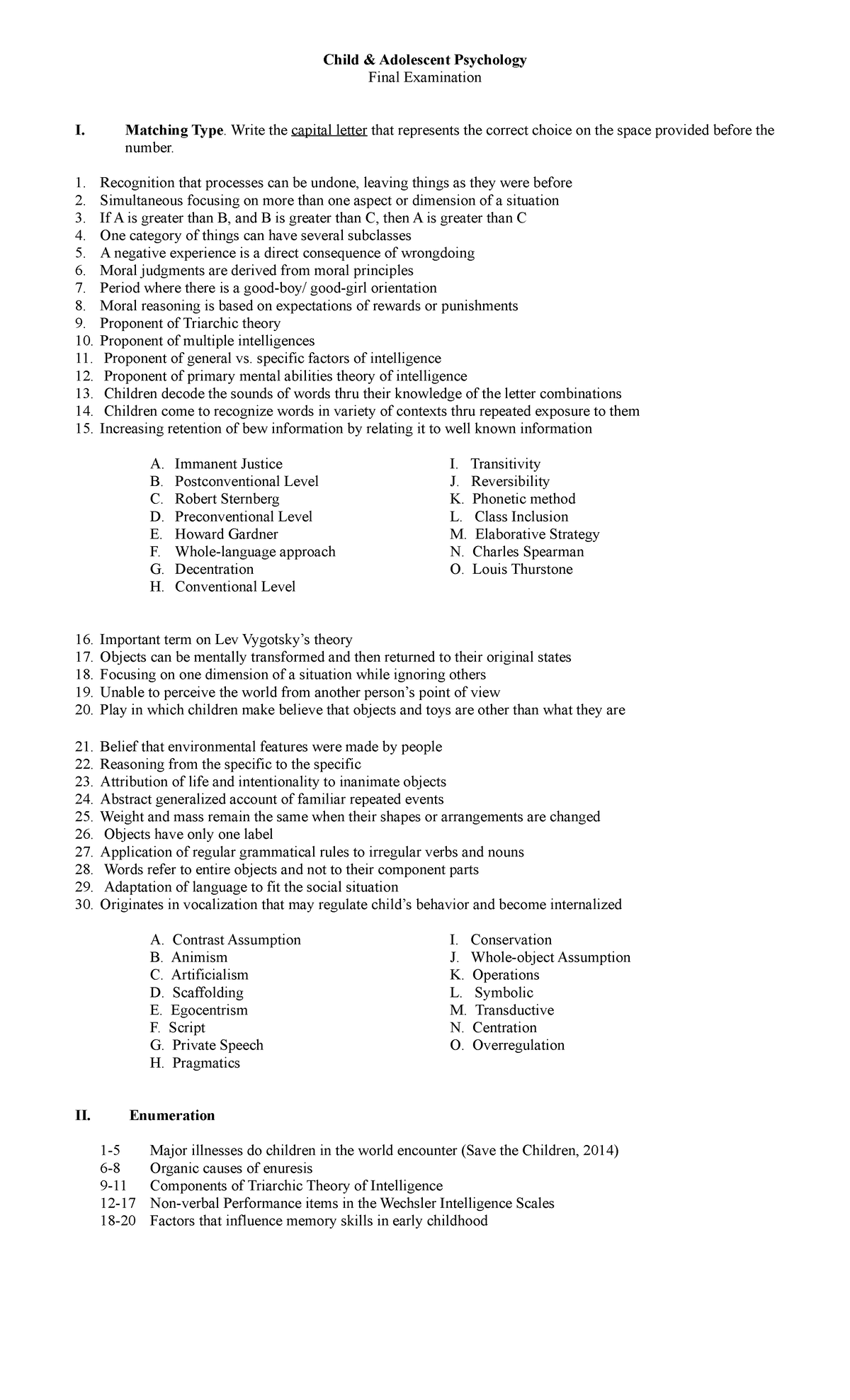 Child and Adolescent Psychology Practice Materials - Child & Adolescent ...