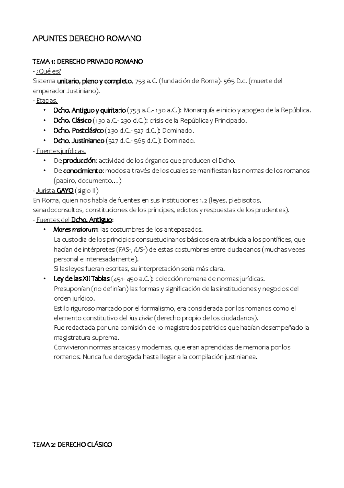 Apuntes Derecho Romano - APUNTES DERECHO ROMANO TEMA 1 : DERECHO ...