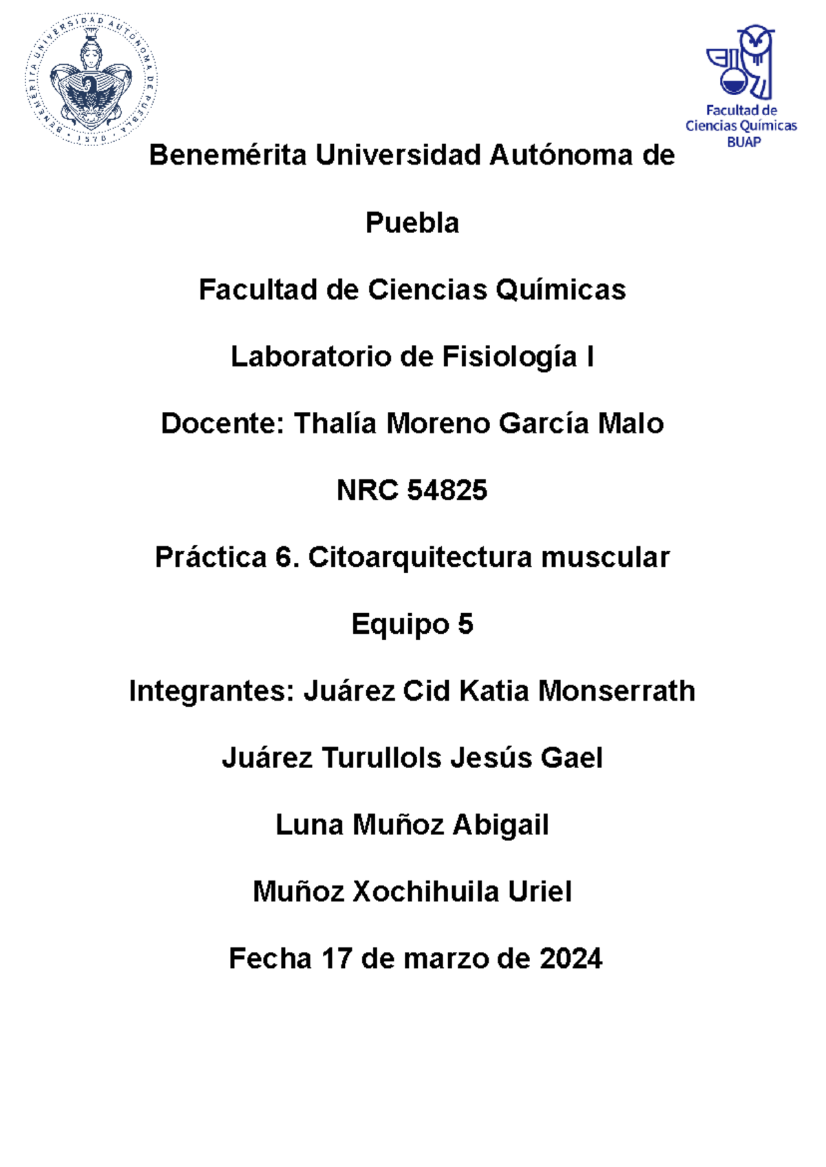 P6 - ..... - Benemérita Universidad Autónoma de Puebla Facultad de ...