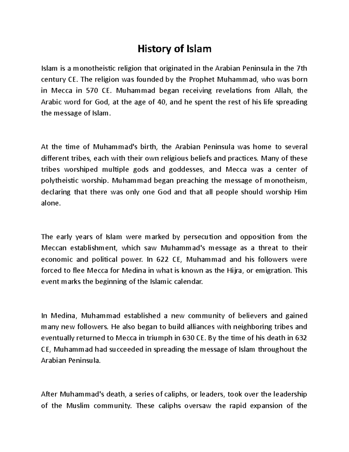 History of Isla-WPS Office - History of Islam Islam is a monotheistic ...