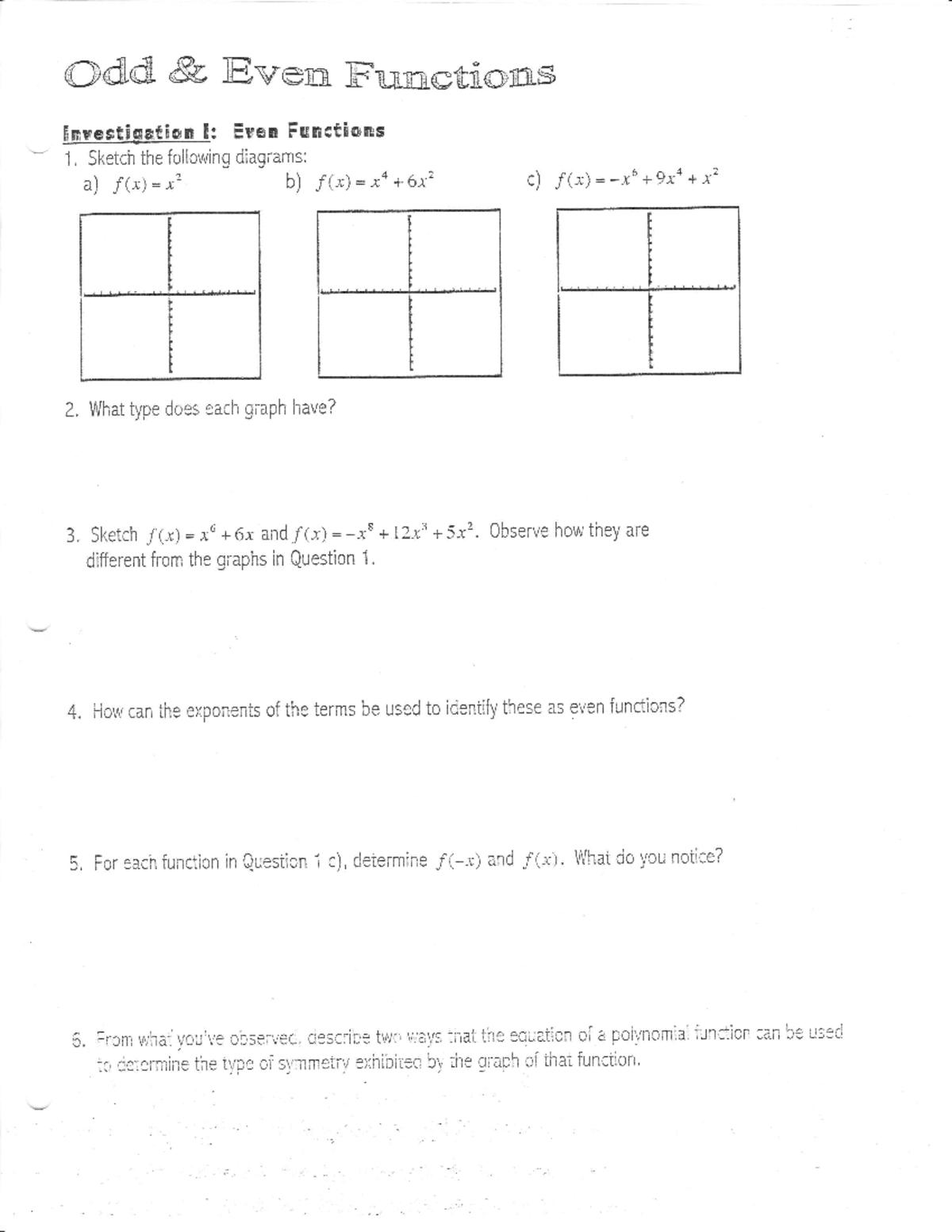 1.3 Odd Even Functions extra - ffi&& e Evesa Fuunaatf Envestisation l ...