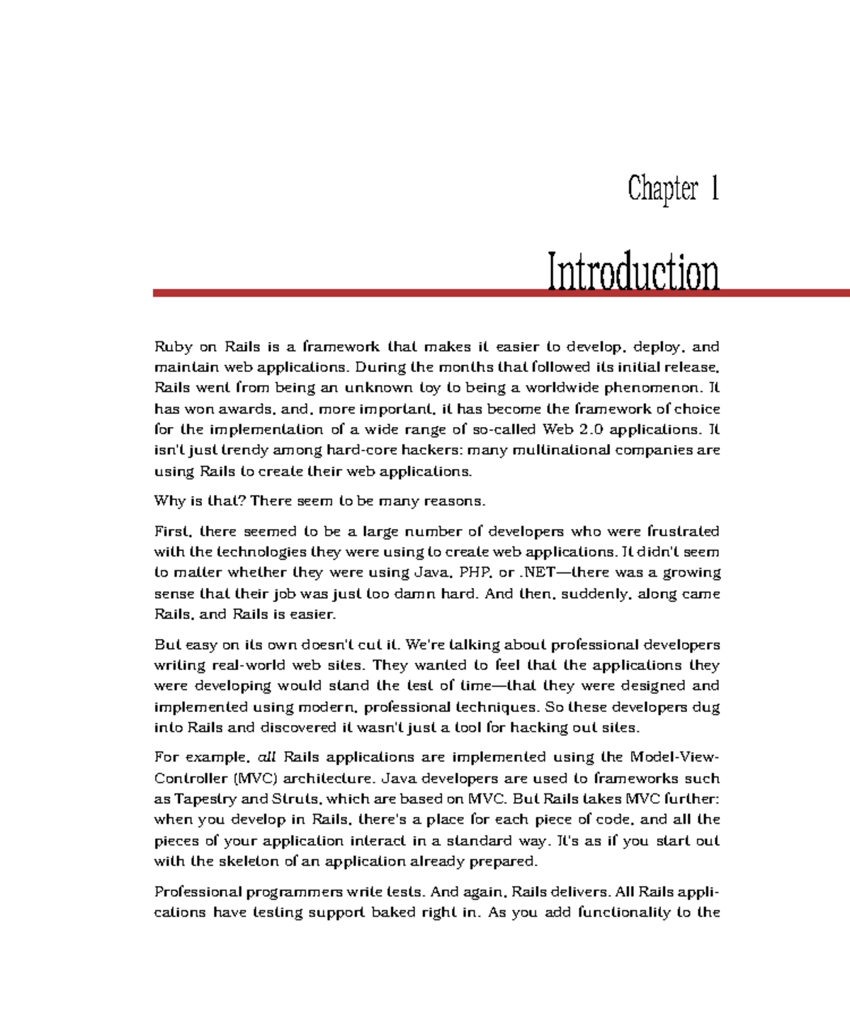 Chapter 01 - Introduction - Chapter 1 Introduction Ruby on Rails is a ...