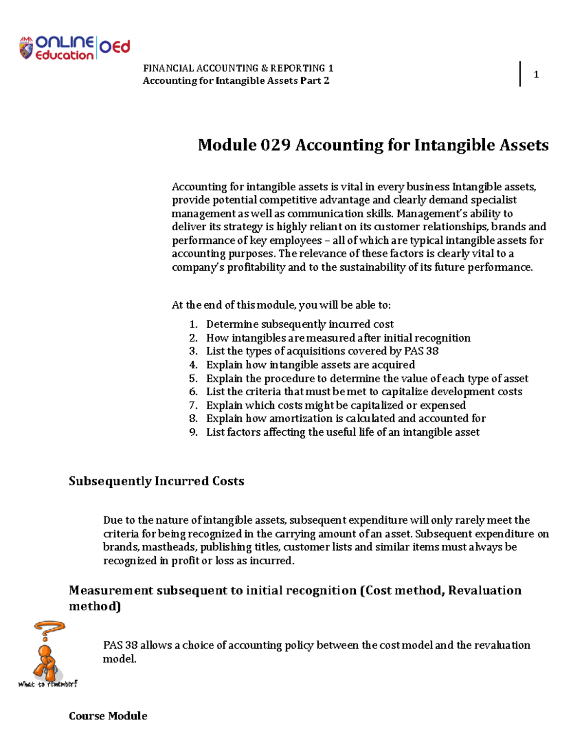 Lesson 12 - Part 2 - Accounting for Intangible Assets Part 2 1 Module ...