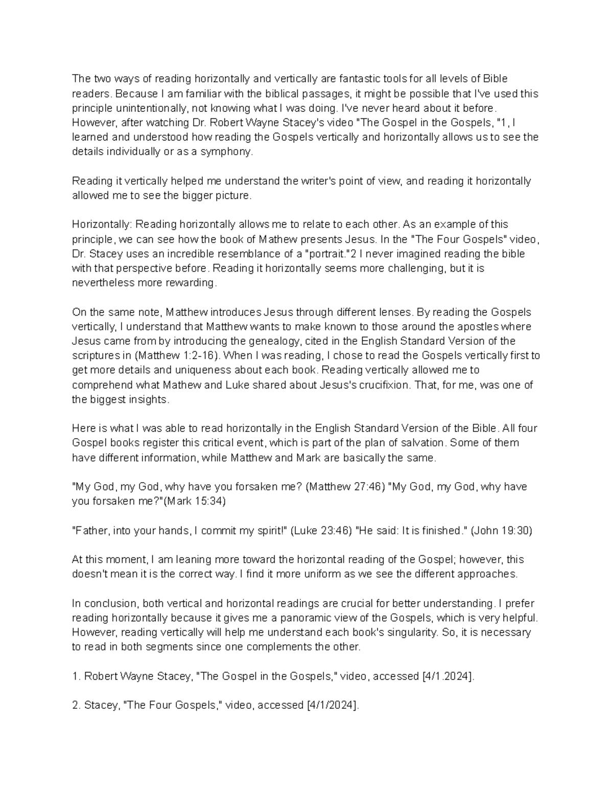 NT Week 3 reading horizontally and vertically - The two ways of reading ...