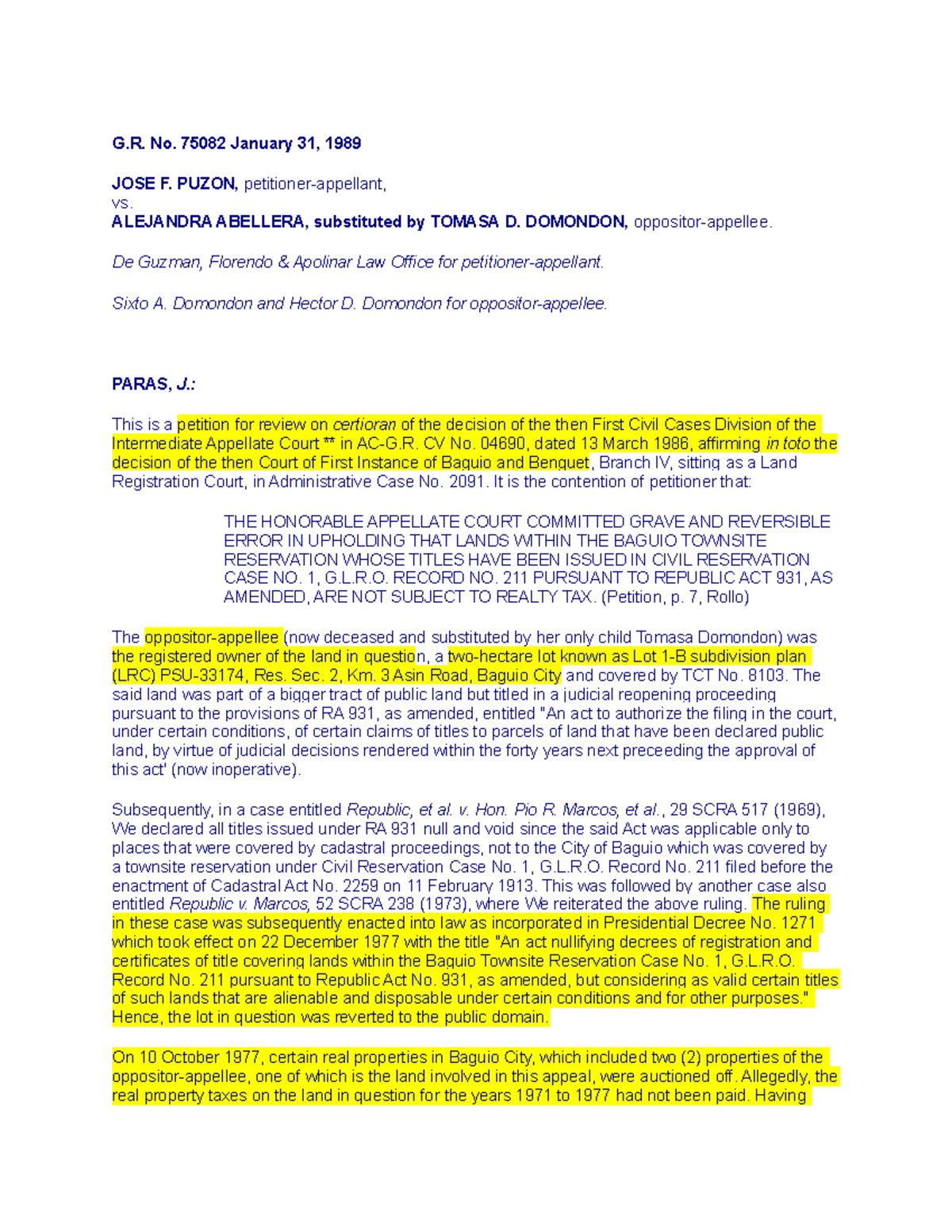 Admin Cases Taborda Full Text - G. No. 75082 January 31, 1989 JOSE F ...