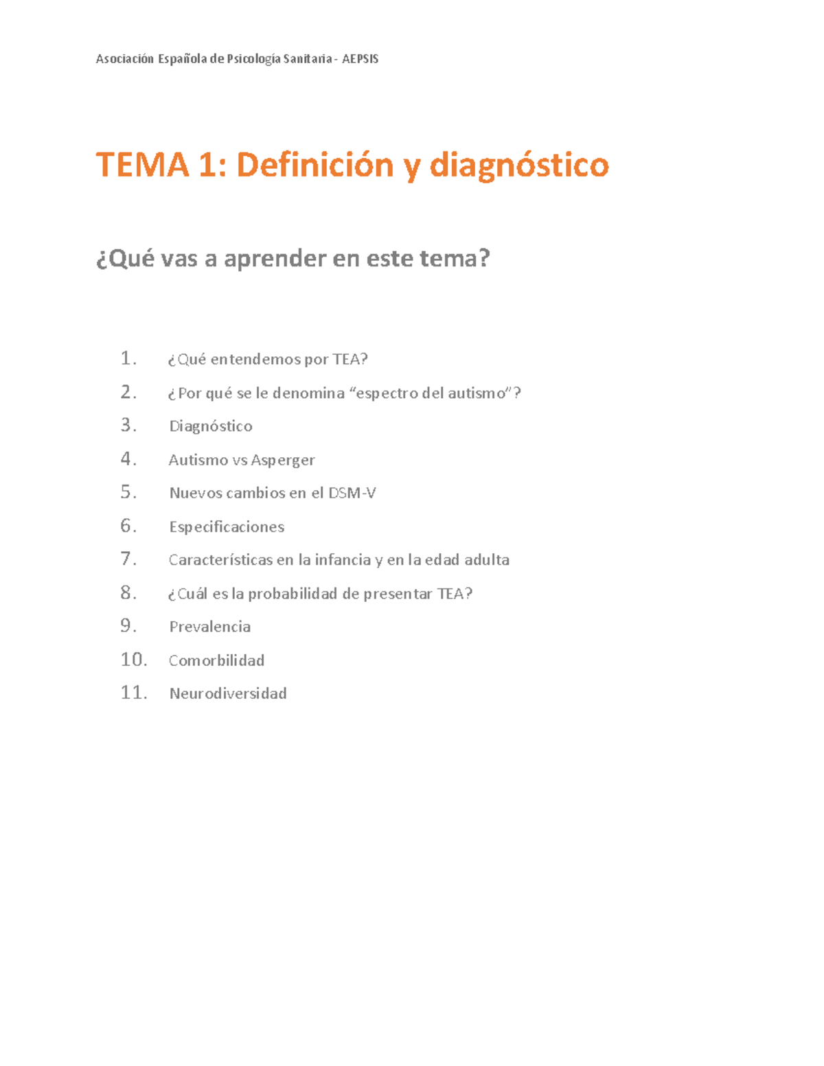 TEA 1 - Apuntes tea 1 - Asociación Española de Psicología Sanitaria ...