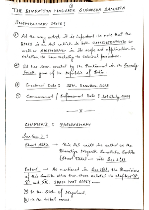 BNSS - Notes of Bharatiya Nagarik Suraksha Sanhita, 2023 - 3 marks ...