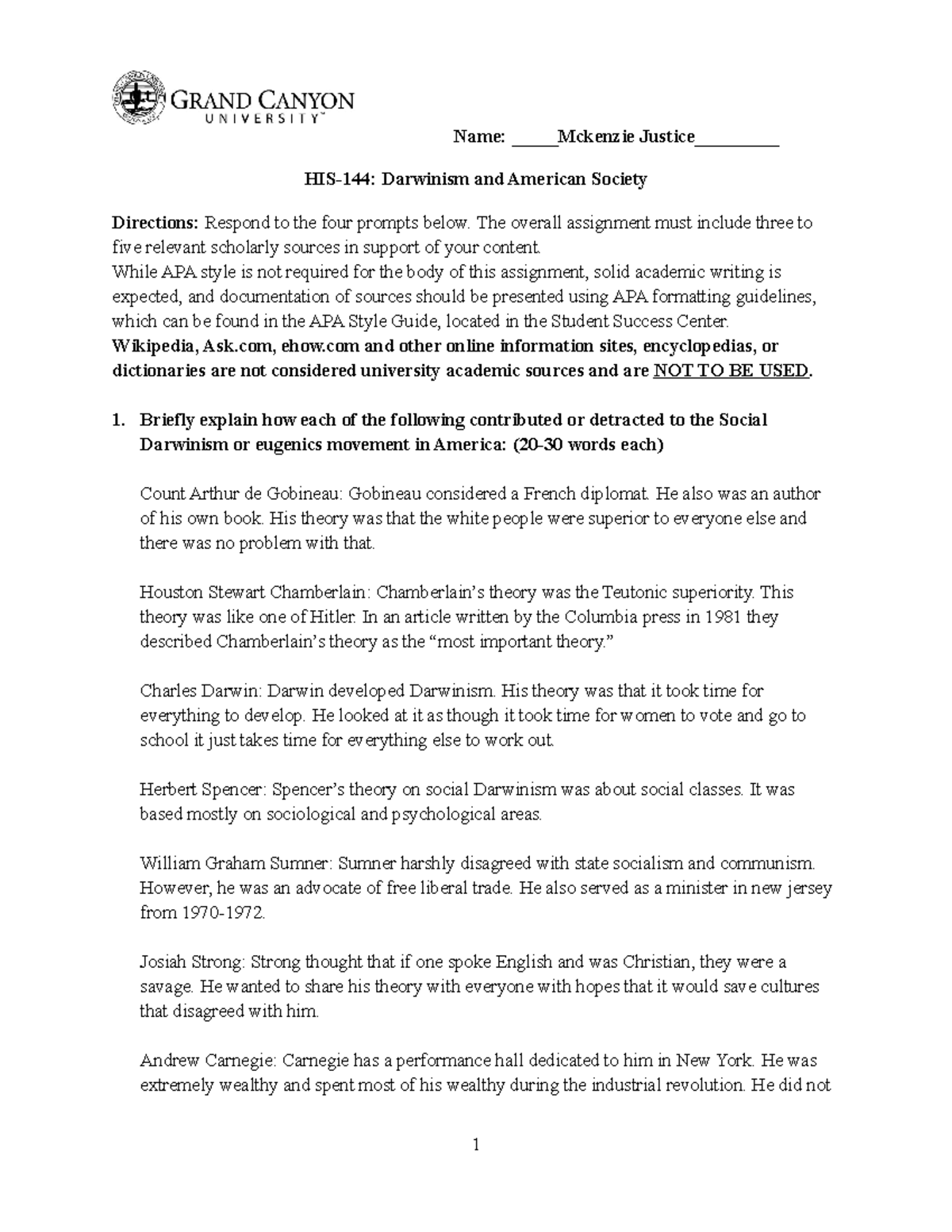 HIS-144-T2 - Topic 2 assignment - Name: Mckenzie Justice____ HIS-144 ...