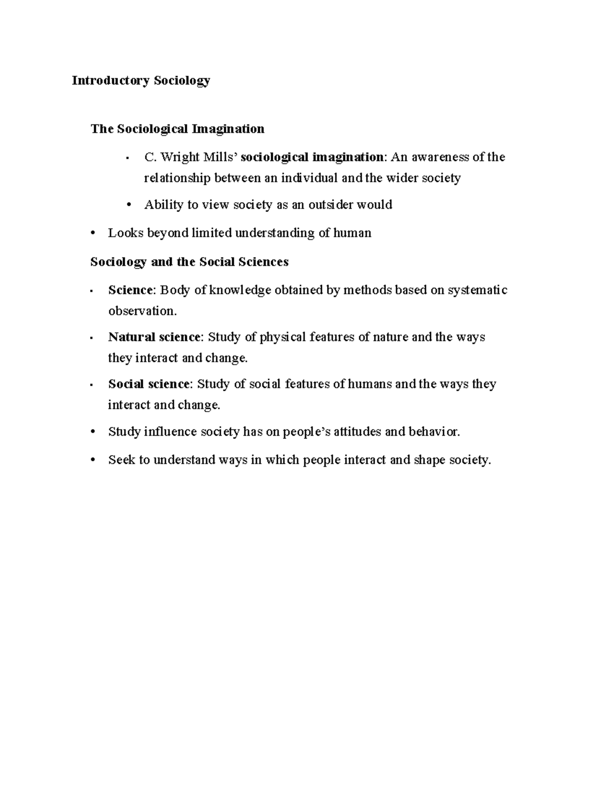 The Sociological Imagination - Introductory Sociology The Sociological ...