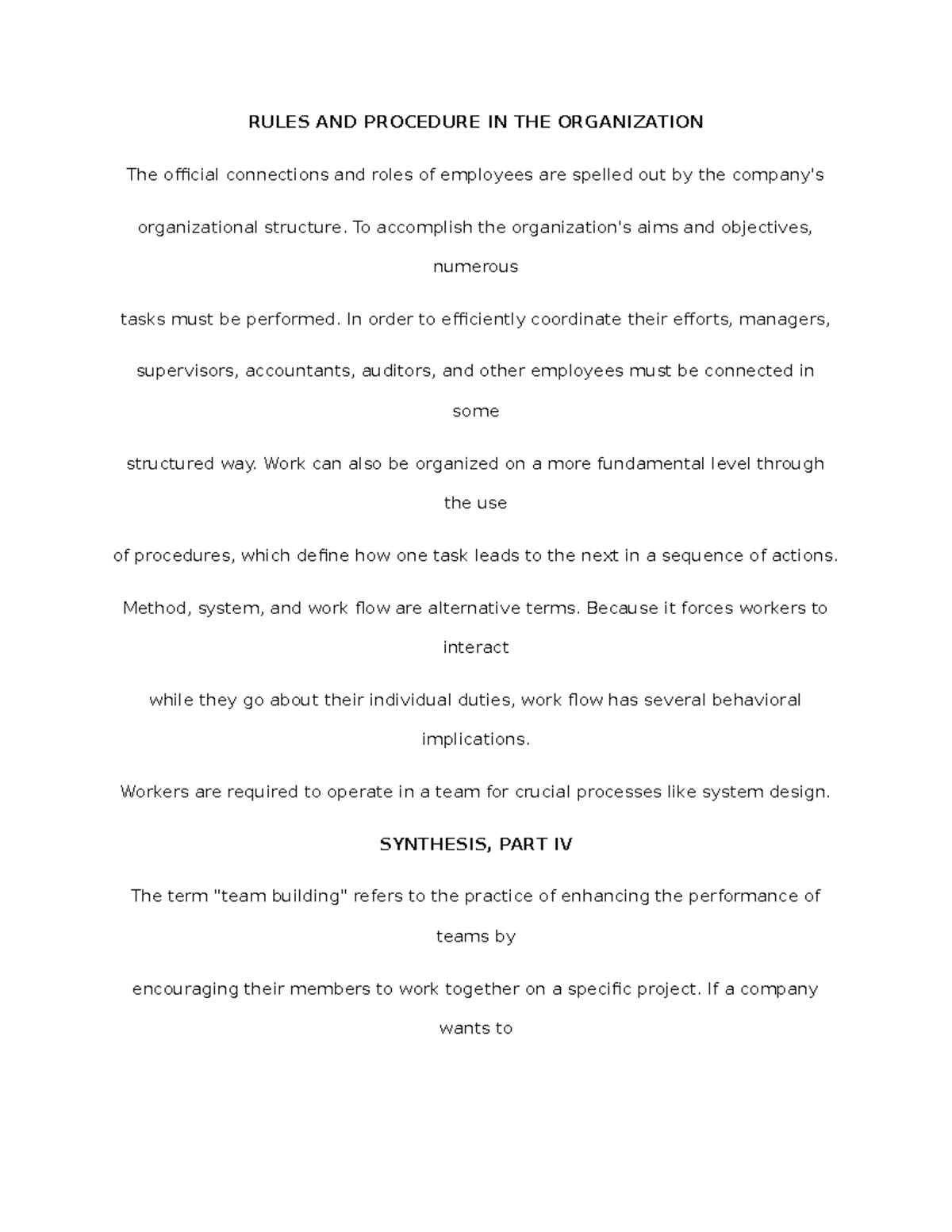 Rules AND Procedure IN THE Organization - RULES AND PROCEDURE IN THE ORGANIZATION The official ...