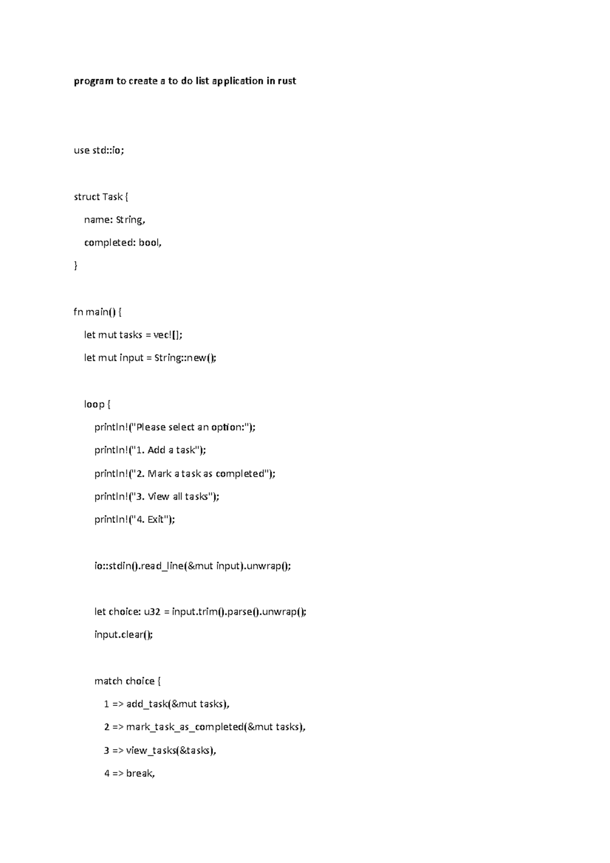 Rust To Do Program To Create A To Do List App Using Rust Program To Create A To Do List