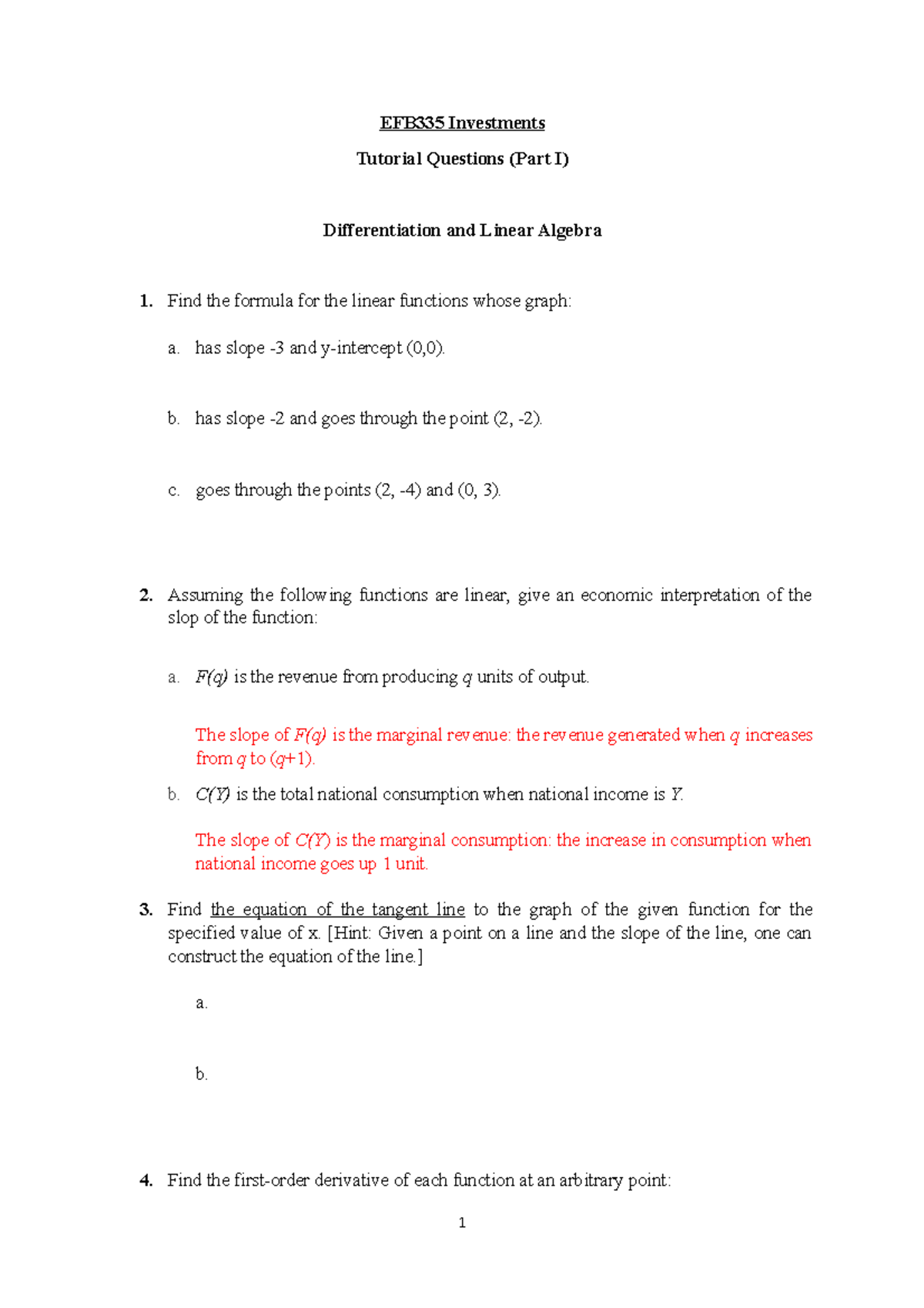 EFb335 Tute Questions and Answers - EFB335 Investments Tutorial ...