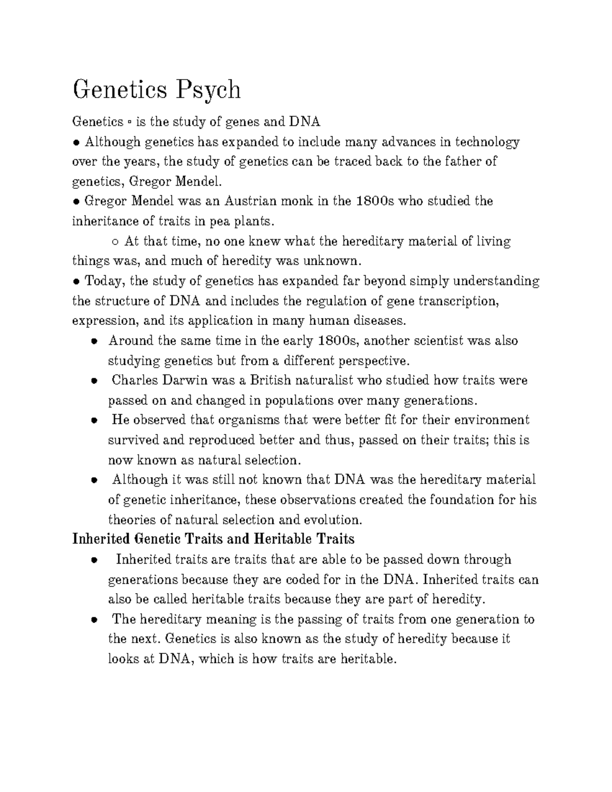 Genetics Psychology - Genetics Psych Genetics is the study of genes and ...