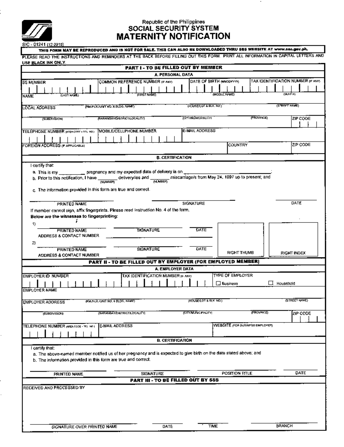 SSS Notification Maternetity 1 - corporate law - Studocu