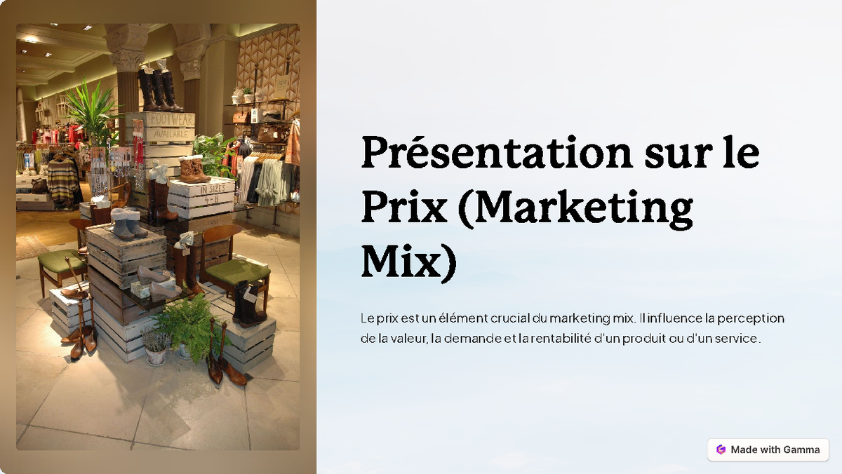 Presentation sur le Prix Marketing Mix - Présentation sur le Prix ...