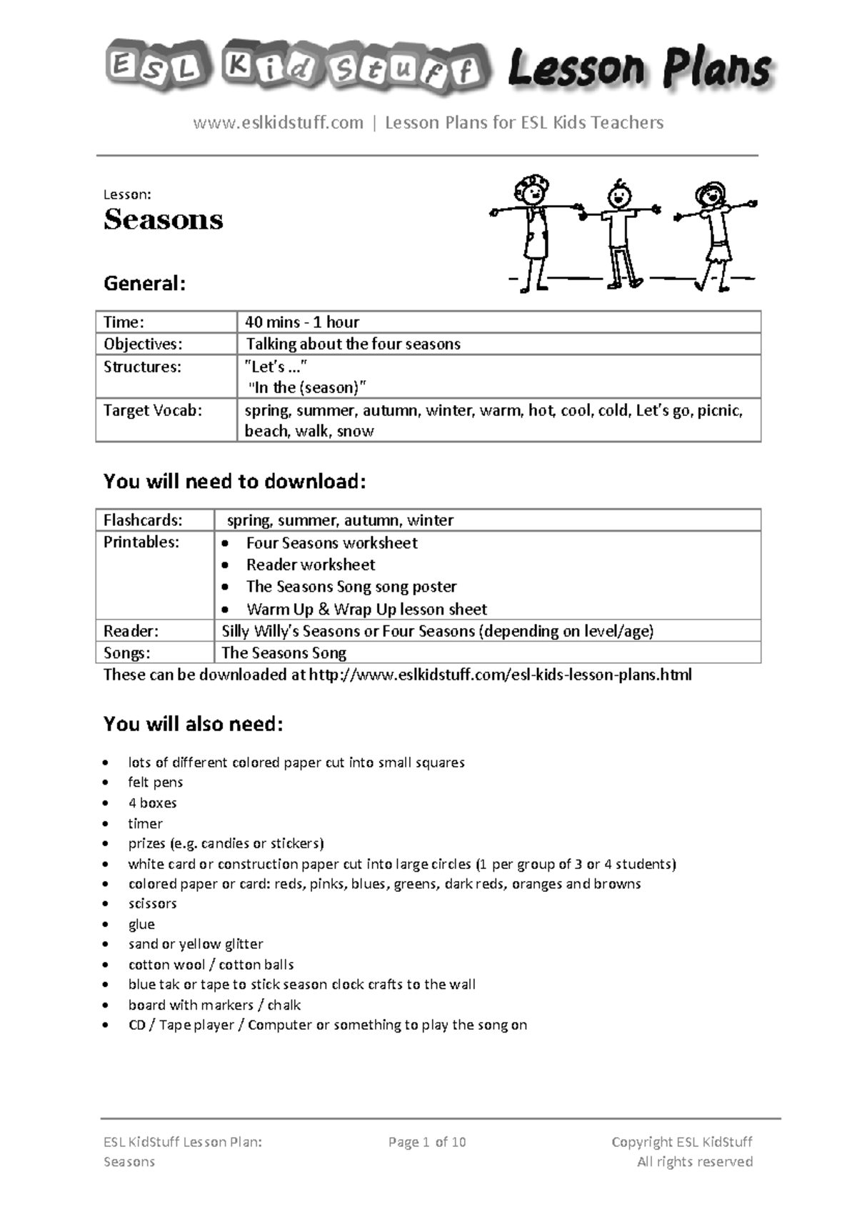 Seasons-lesson-plan - Seasons-lesson-plan - ####### ESL KidStuff Lesson ...