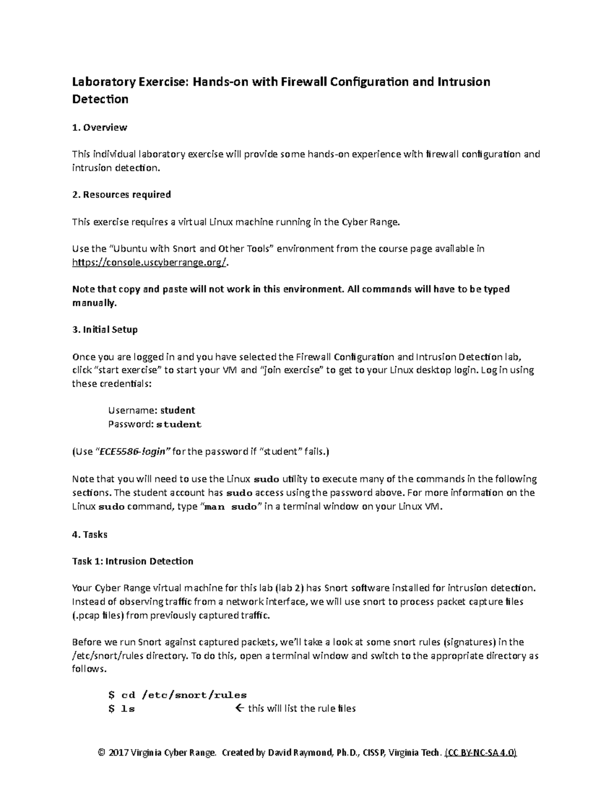 Intrustion Detection and Firewalls - Laboratory Exercise: Hands-on with ...