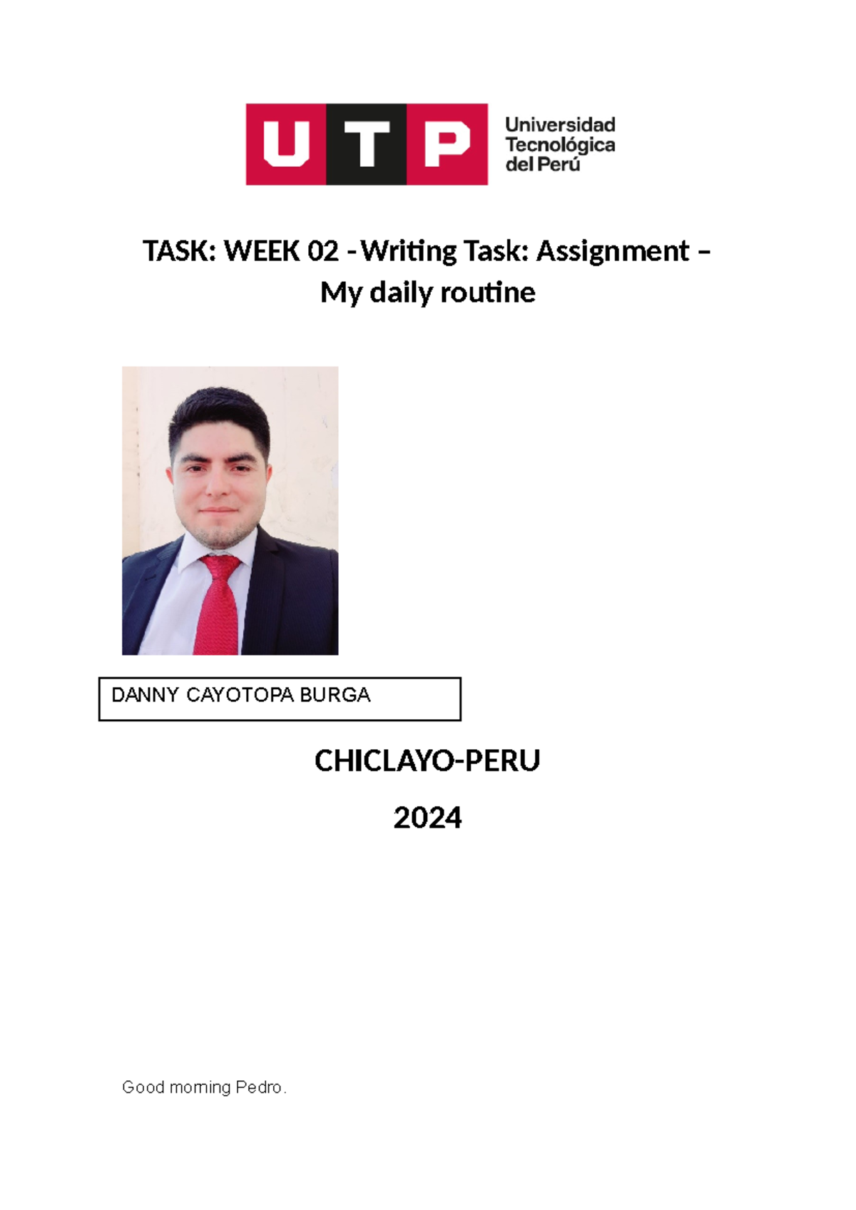 WEEK 02 - ... - Ingles II - DANNY CAYOTOPA BURGA TASK: WEEK 02 ...