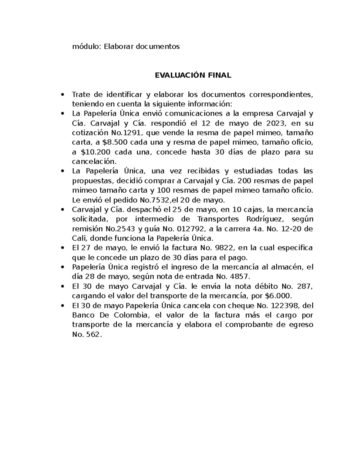Actividad elaborar documentos - módulo: Elaborar documentos EVALUACIÓN ...