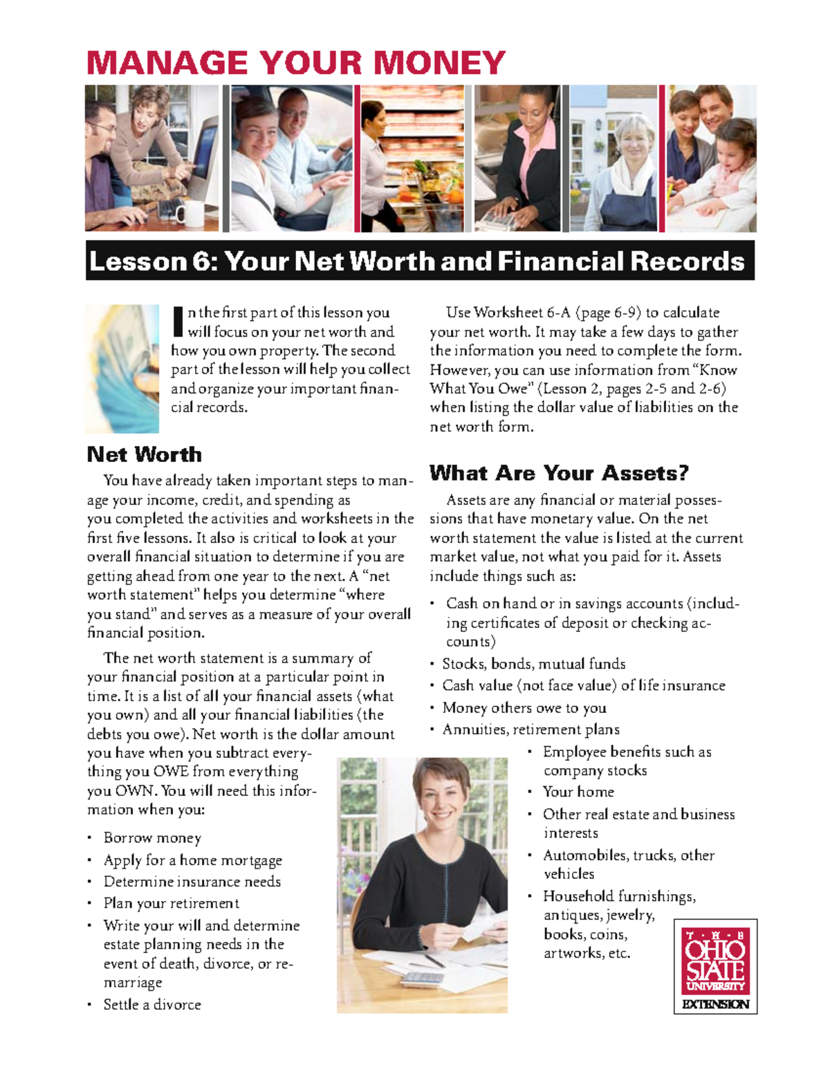 Manage Your Money Lesson 6 - MANAGE YOUR MONEY I n the first part of ...