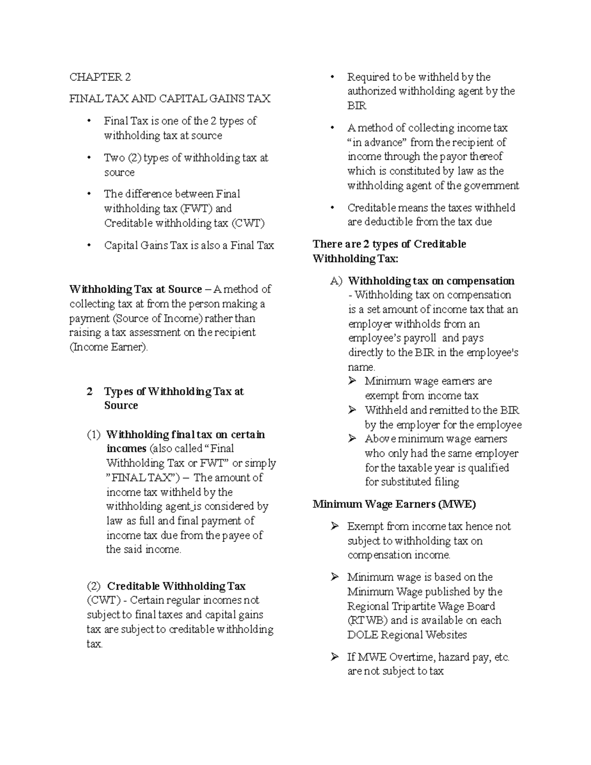 Income TAX CHAP 2 - INTAX - CHAPTER 2 FINAL TAX AND CAPITAL GAINS TAX ...