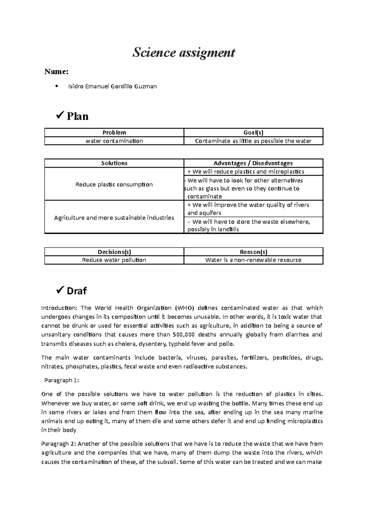 Science assigment 3 - ingles - Name: Science assigment Isidro Emanuel ...